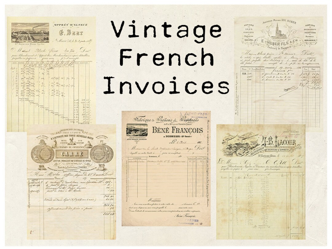 Digital Vintage French Invoices Printable Ephemera - Etsy