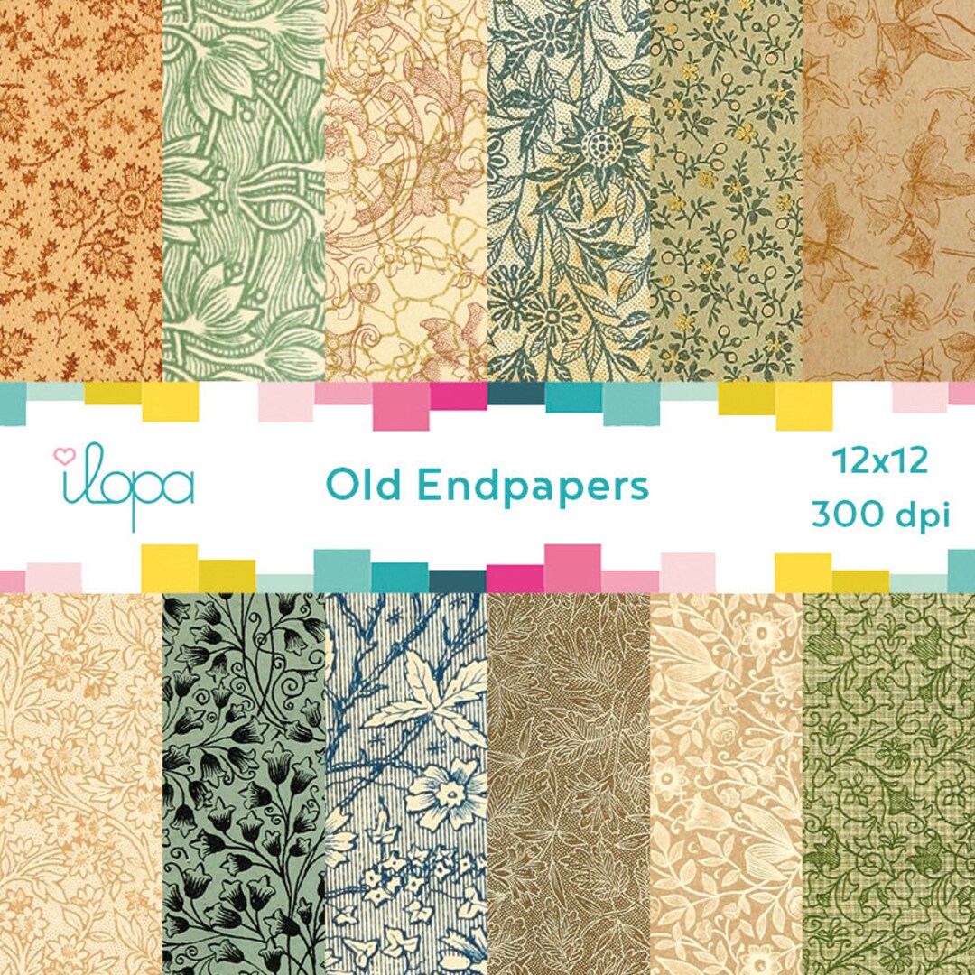 Digital Old Pattern Paper Floral Endpaper 300 Dpi 12x12 - Etsy
