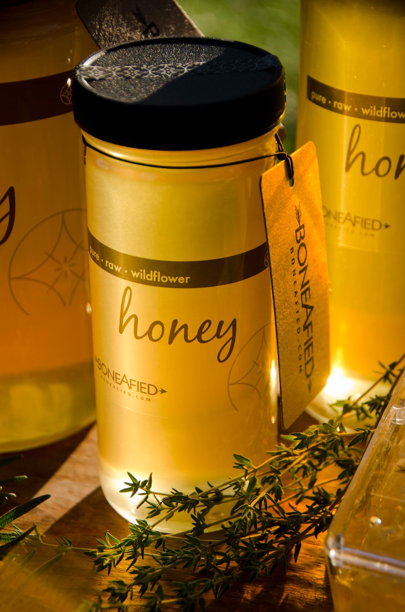 Raw Wildflower Honey in Glass Jar, Unfiltered, Natural, Organically ...
