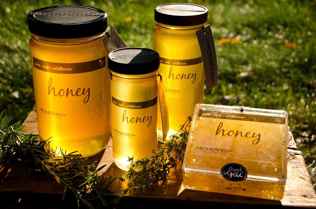 Raw Wildflower Honey in Glass Jar, Unfiltered, Natural, Organically ...