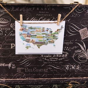 Watercolor Greeting Card, USA Card, Map Card, US Greeting Card, Unique ...