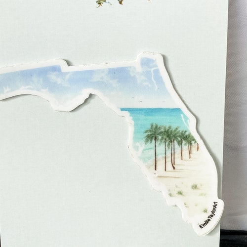 Florida Decal Watercolor Florida Sticker FL Car Decal Home | Etsy
