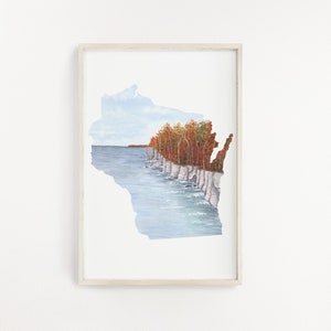 Wisconsin Watercolor Print, Wisconsin State, Home State Art, Long ...