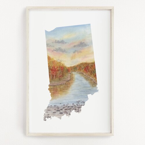 Indiana State Map Blueprint Vintage Print Poster - Etsy