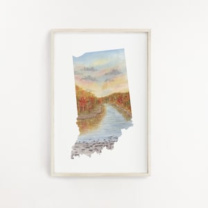 Indiana Watercolor Print, Indiana State Art, Home State Art, Indiana ...