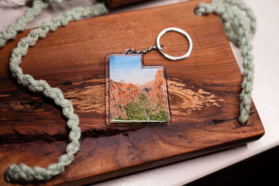 Zion National Park Keychain, Utah Keychain, Utah Artwork, State ...