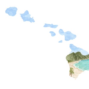 Hawaii Watercolor Painting Hawaii State Art Home State - Etsy