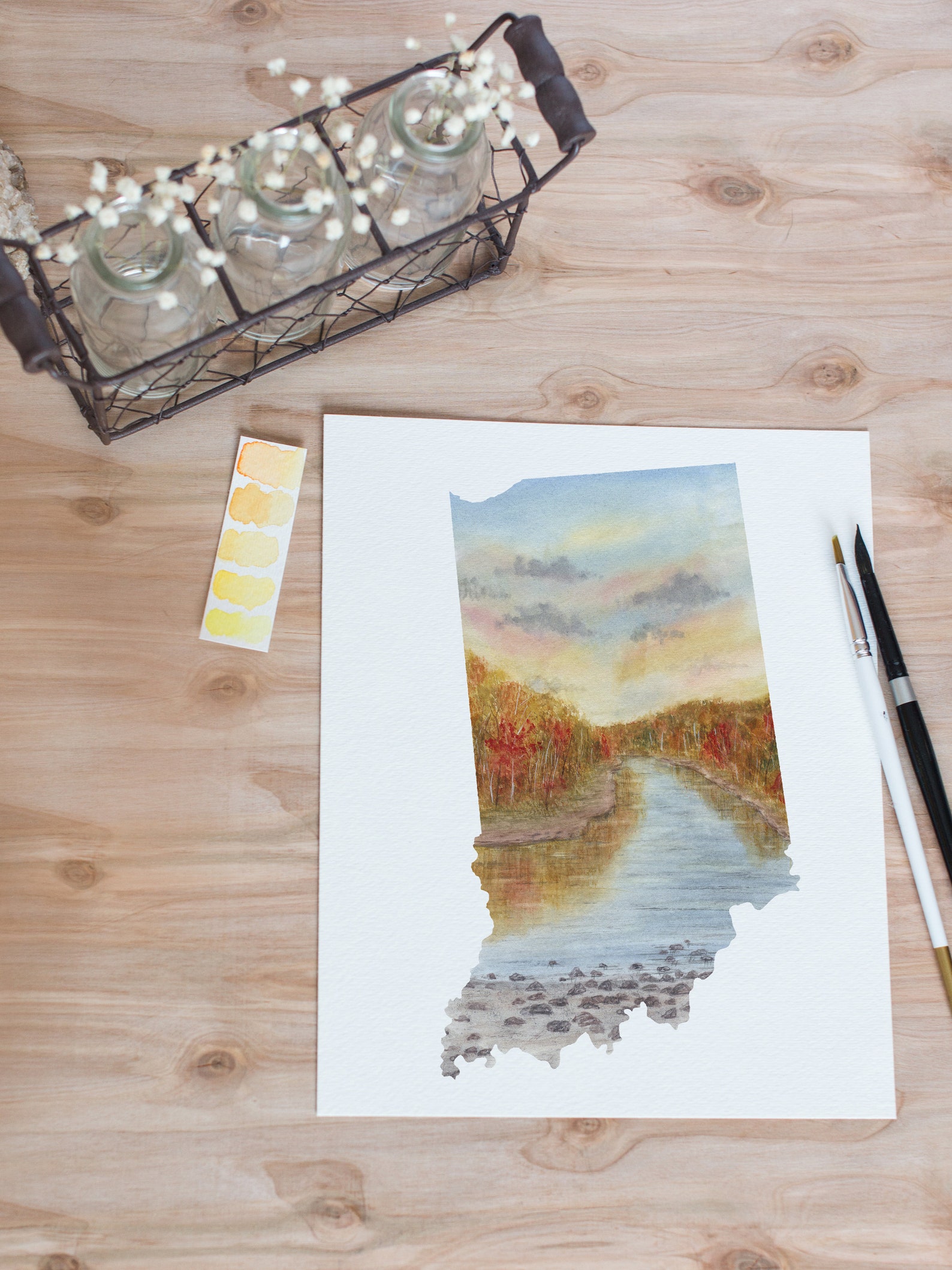 Indiana Watercolor Print Indiana State Art Home State Art | Etsy