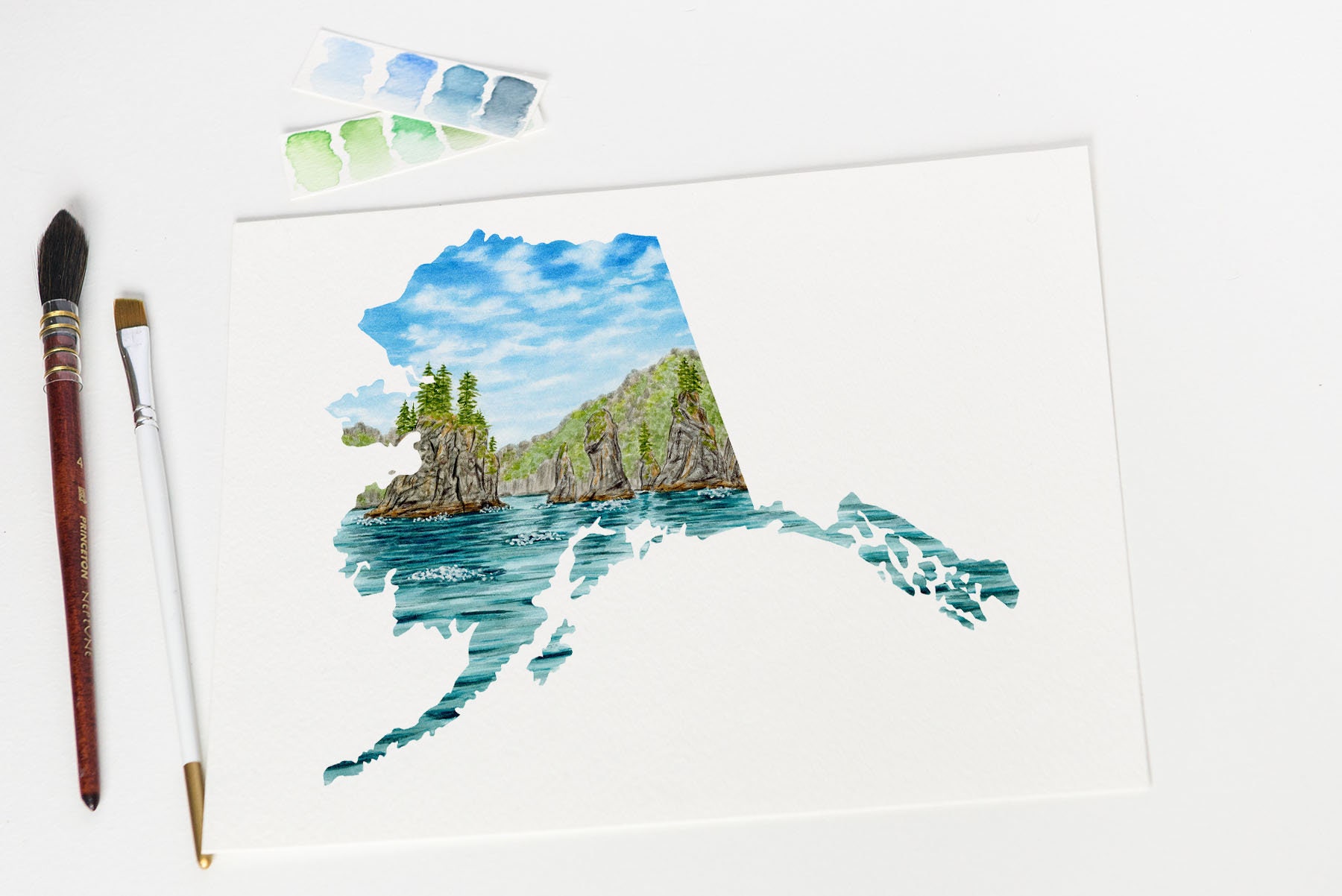 Alaska Kenai Fjords Watercolor Painting, Kenai Fjords National Park ...