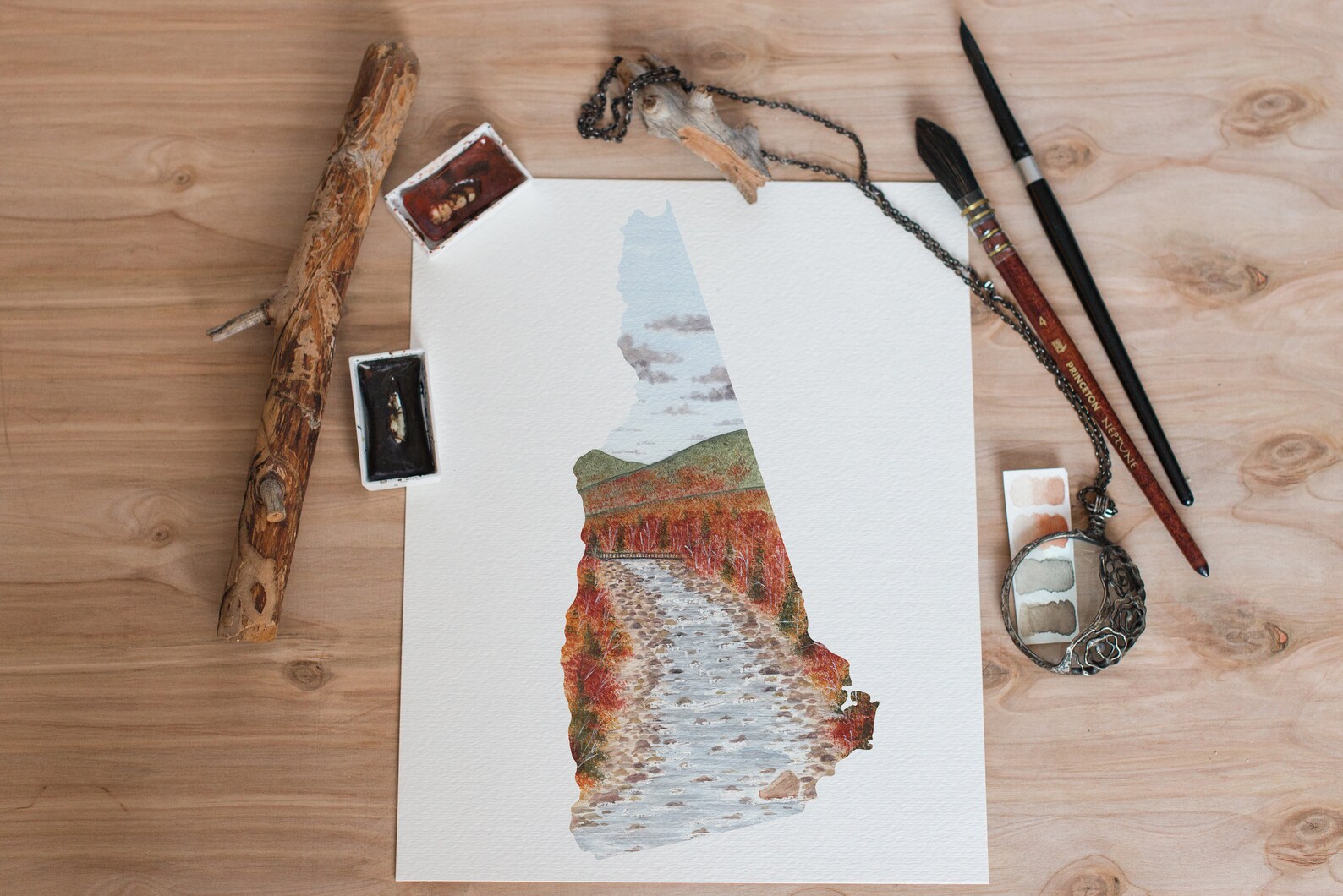 New Hampshire Watercolor Print New Hampshire State Home - Etsy