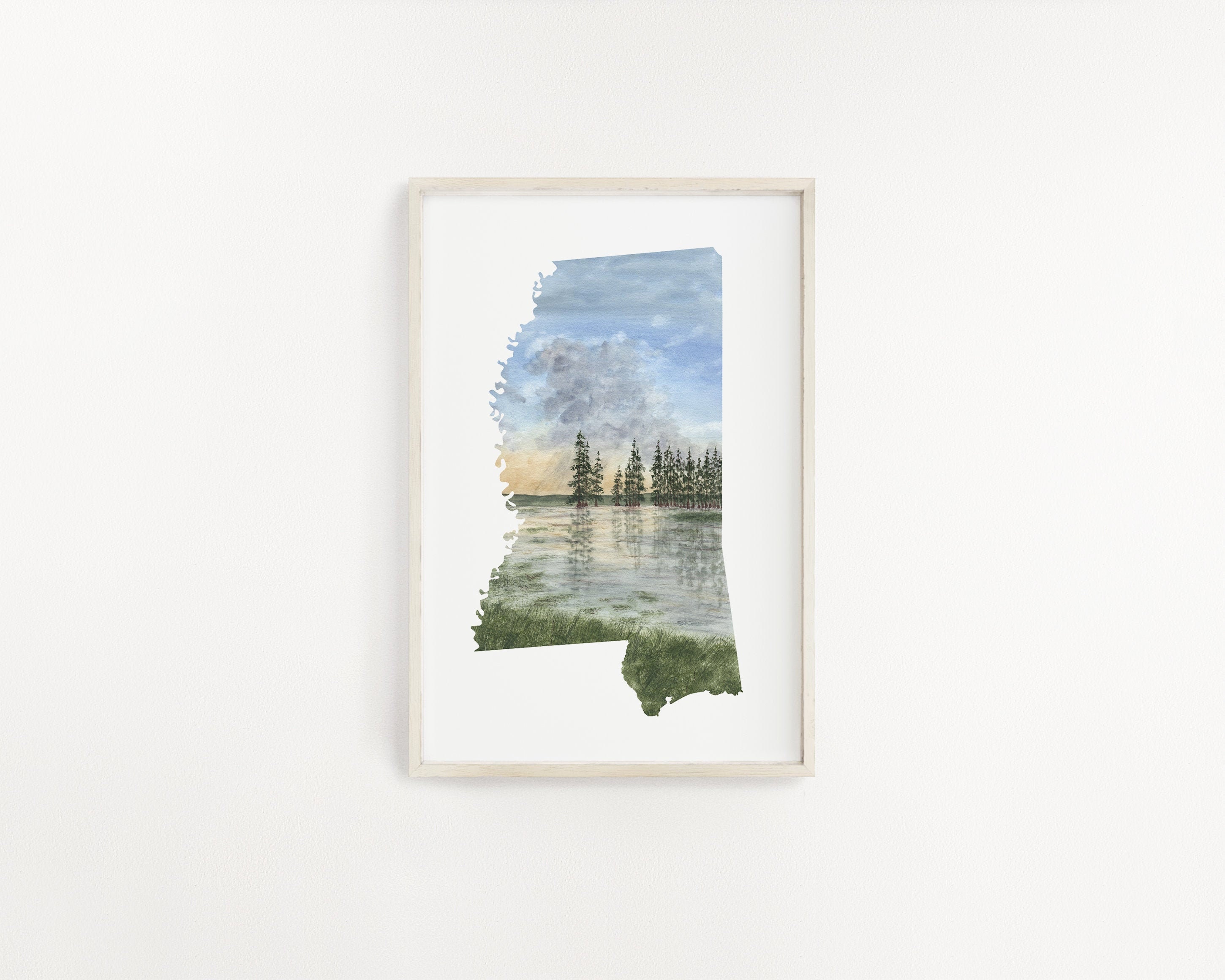Mississippi Watercolor Painting, Mississippi State Art, Home State ...