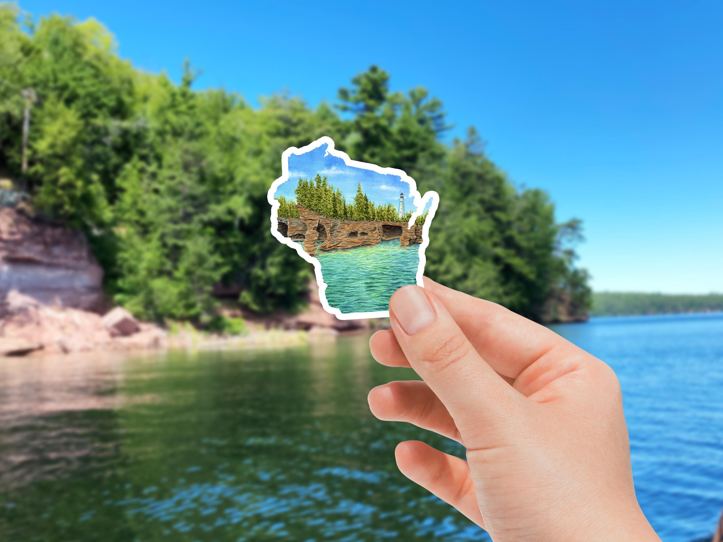Watercolor Wisconsin State Decal, Apostle Islands Vinyl Sticker - Etsy