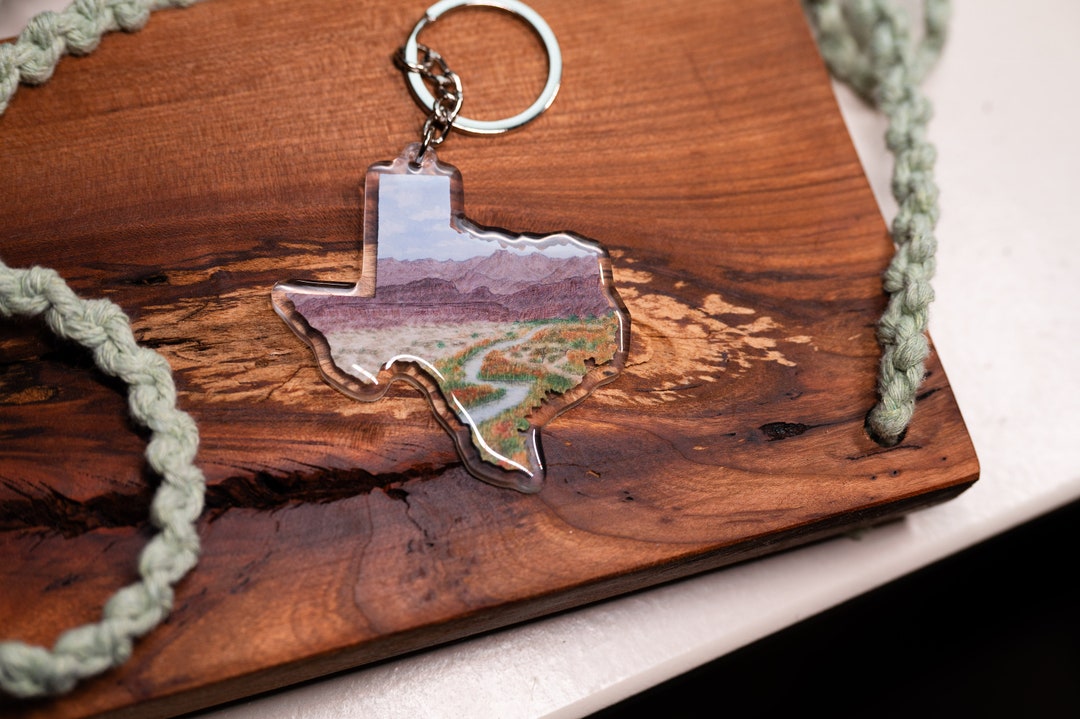 Texas Keychain, Big Bend National Park Keychain, Texas Artwork, State ...