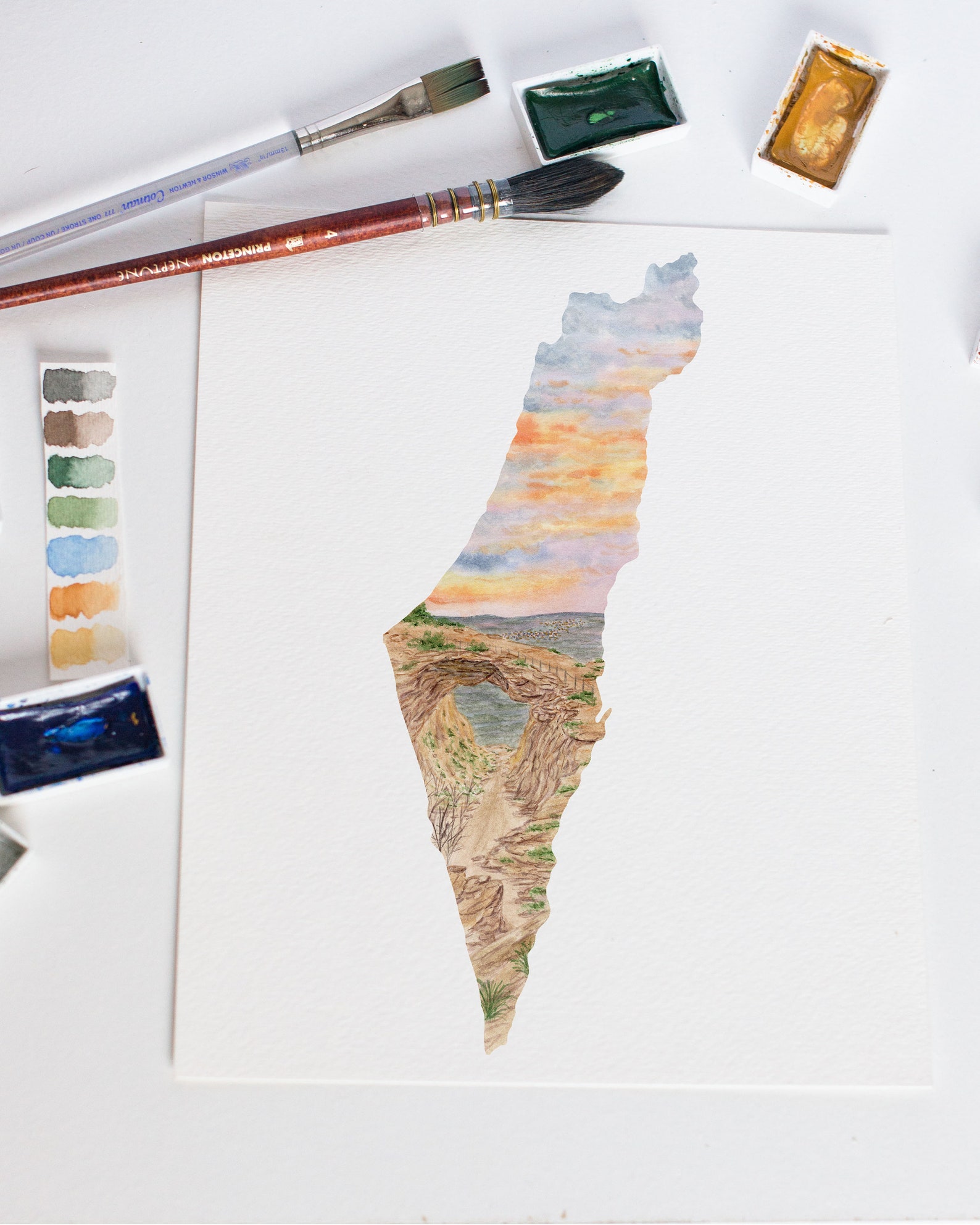 Israel Watercolor Print Israel Art Israel Painting Timna - Etsy