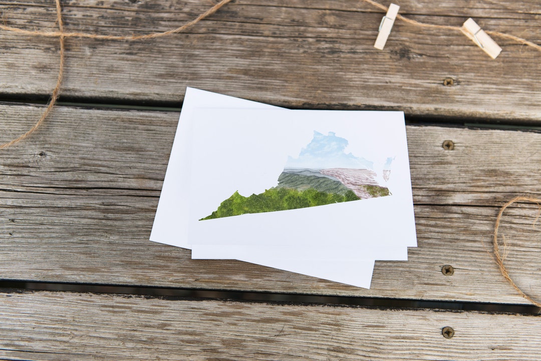 Virginia Watercolor Greeting Card, Home State Art, Souvenir Notecard - Etsy