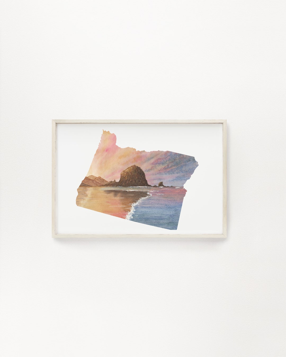 Oregon Watercolor Painting, Oregon State Art, Home State Print, Cannon ...