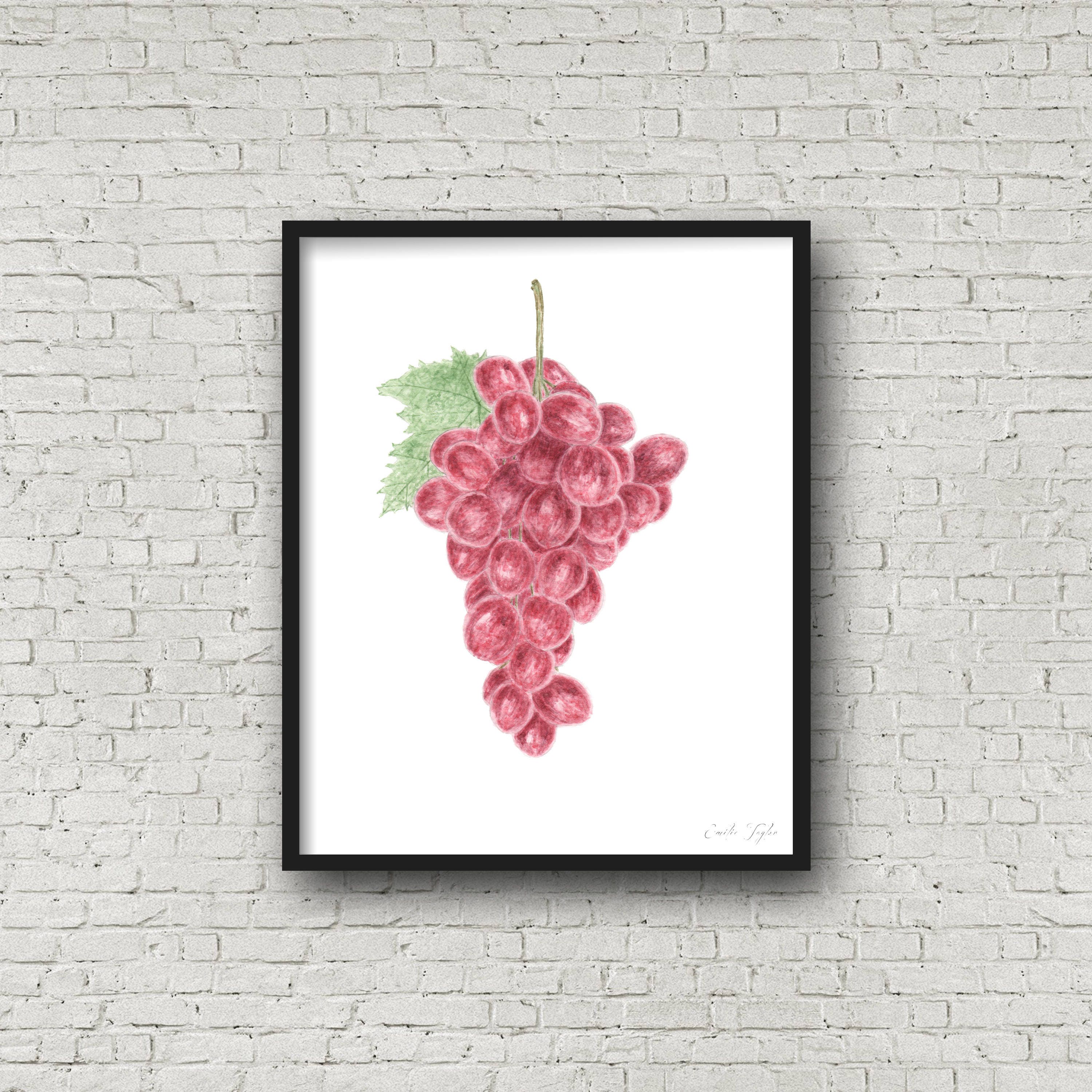 Watercolor Grapes Print, Kitchen Art, Grapes Decor, Dining Room Decor ...