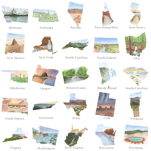 Custom Watercolor State Print, Custom State Art, Custom Country Art ...
