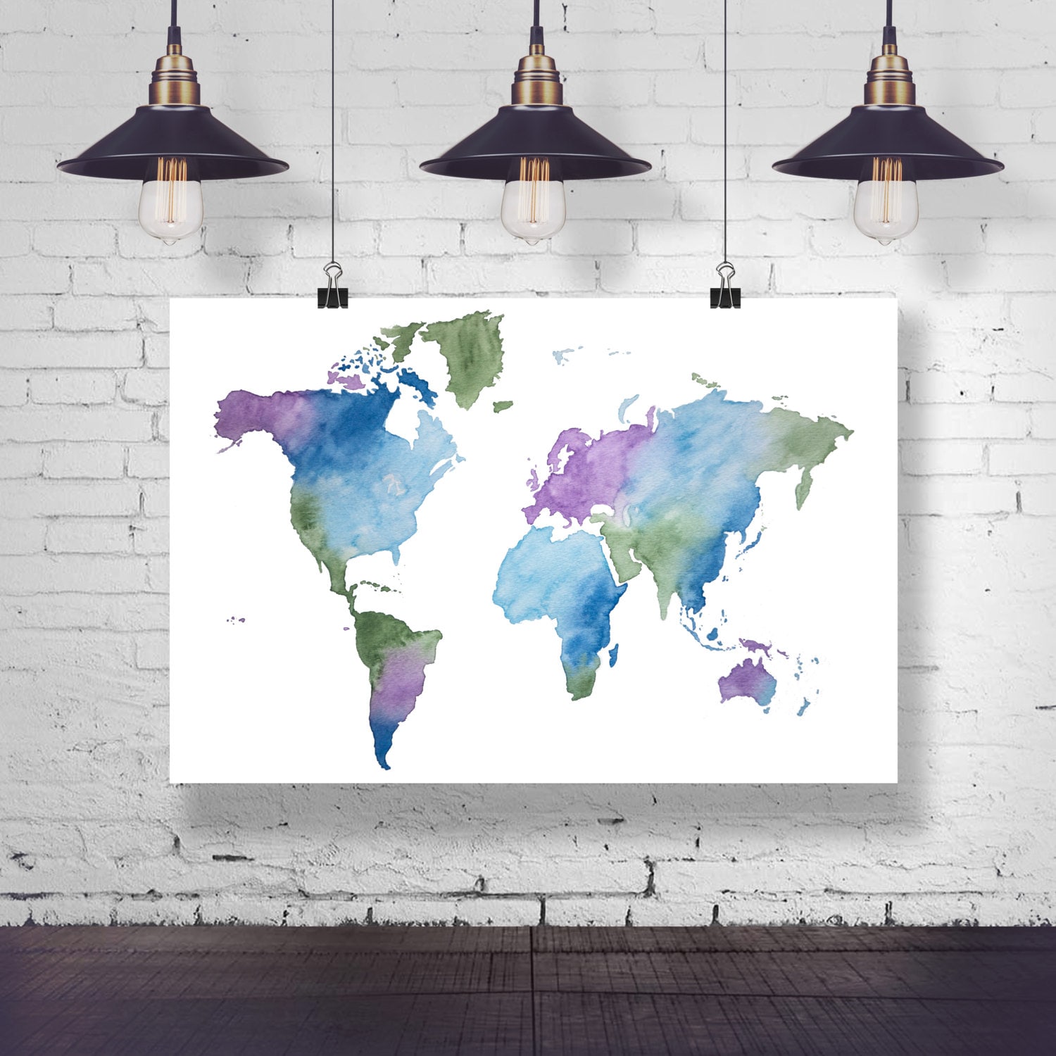 World Map Watercolor Painting Watercolor Map Colorful World - Etsy