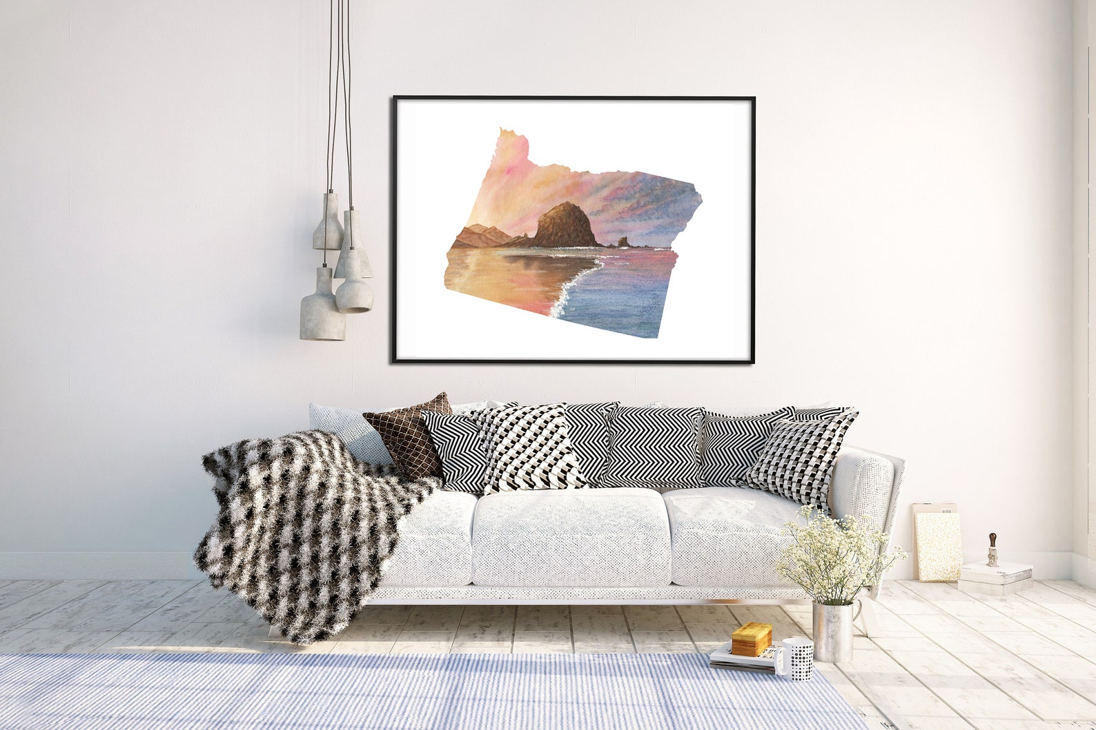 Oregon Watercolor Painting Oregon State Art Home State | Etsy