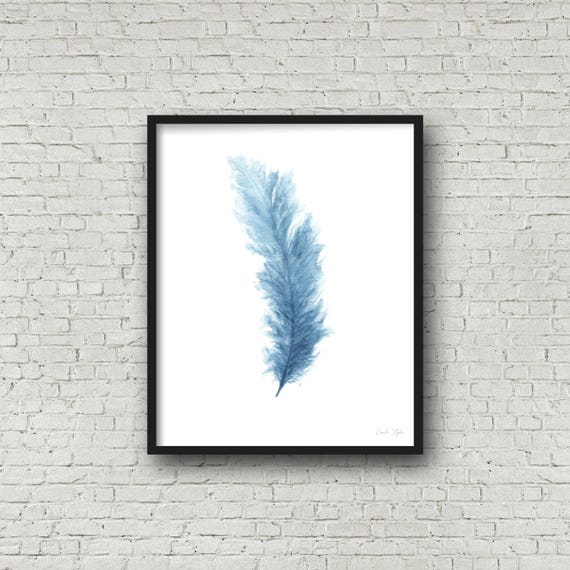 Pluma De Acuarela Azul Imagen Gratis: Pluma Blanca Con Pintura De
