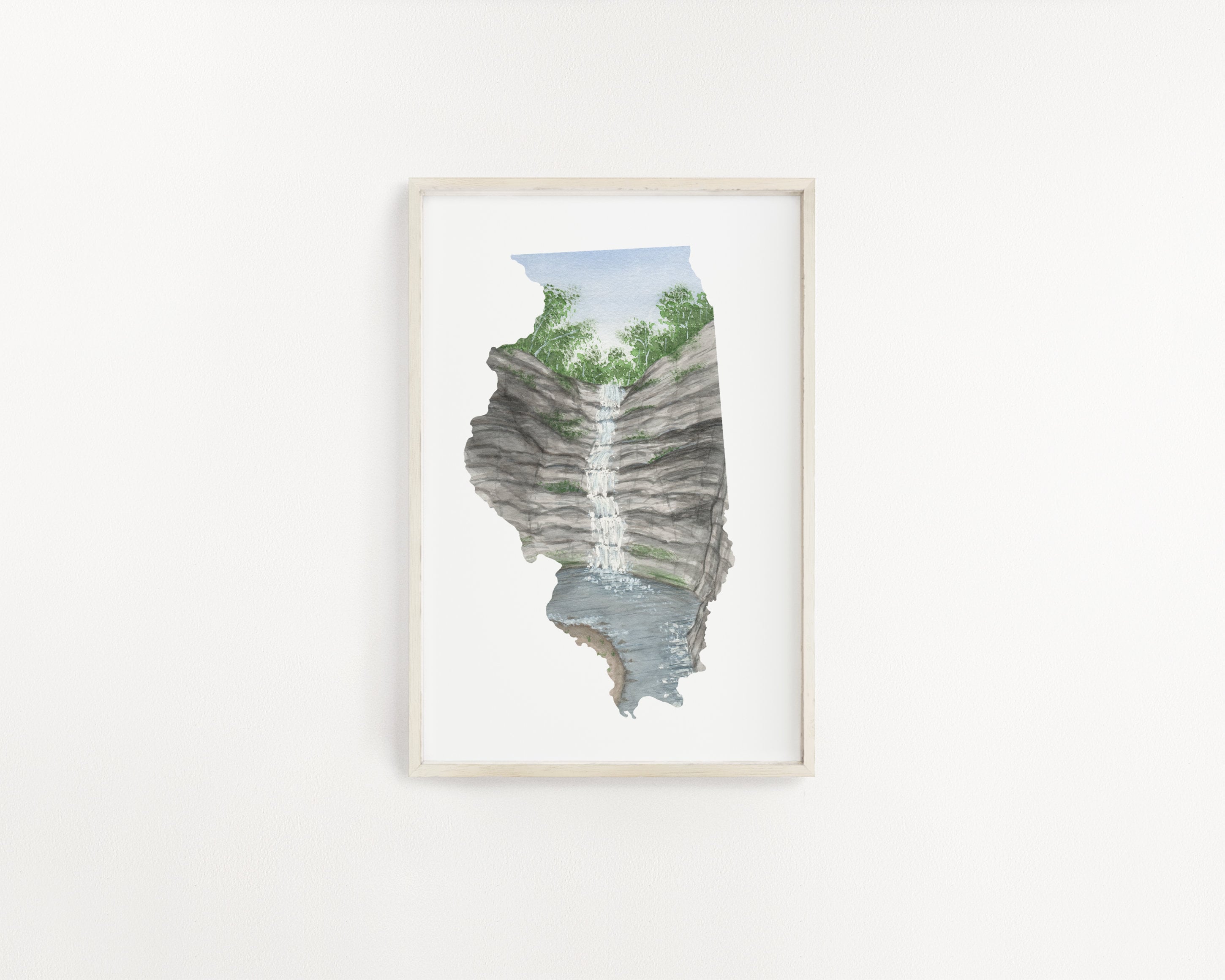Illinois Watercolor Painting, Illinois State Art, Illinois Map Print ...
