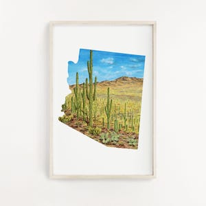 Arizona Watercolor Painting, Arizona State Art, Home State Decor ...