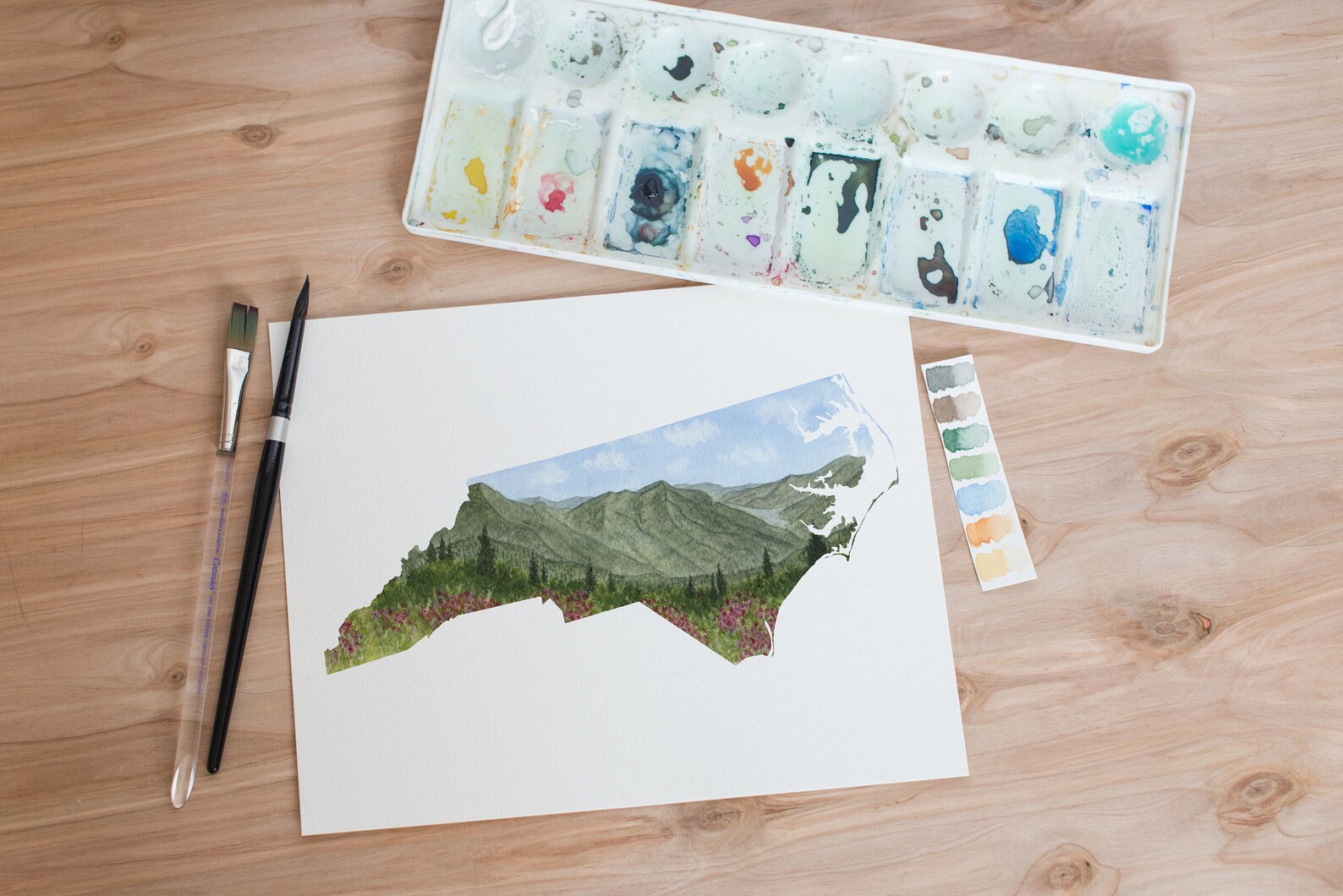 North Carolina Watercolor Print, North Carolina State Art, Home State ...