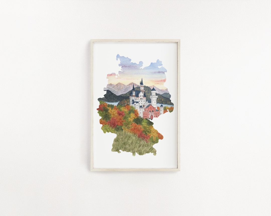 Germany Watercolor Print, Germany Art, Germany Painting, Neuschwanstein ...