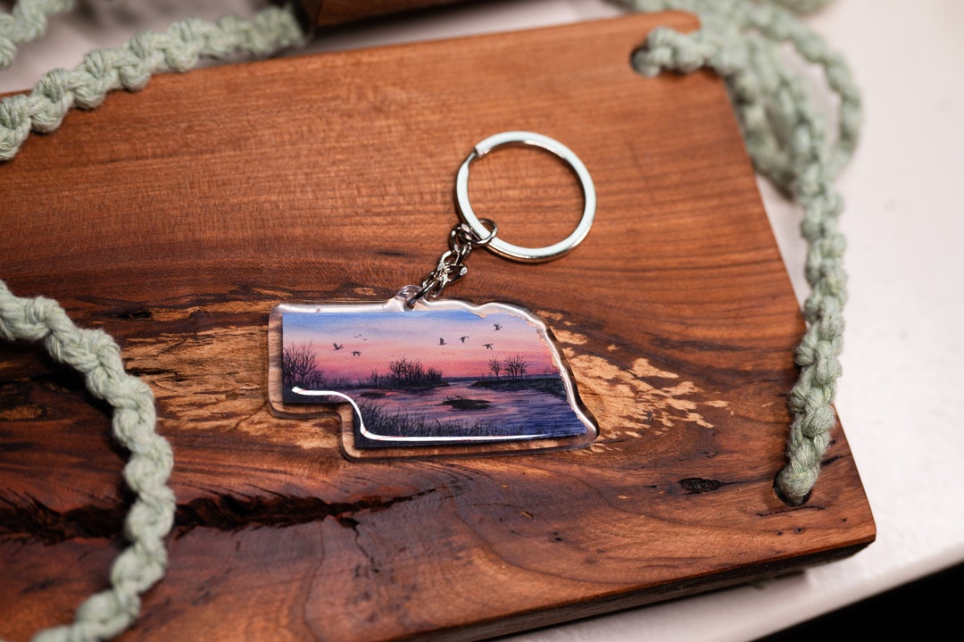 Nebraska Keychain, Platte River Keychain, Nebraska Artwork, State ...