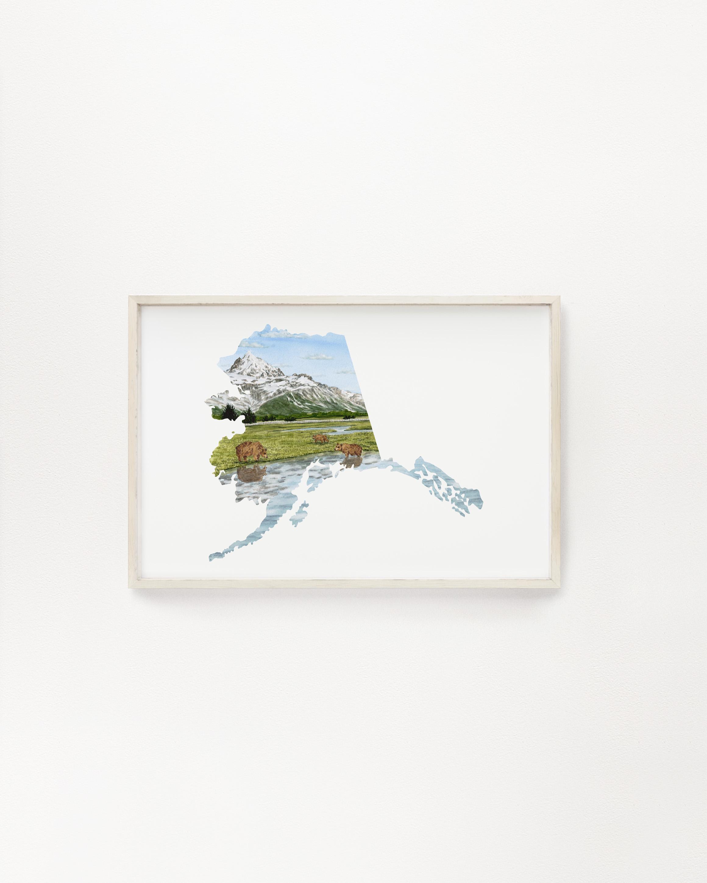 Alaska Kenai Fjords Watercolor Painting, Kenai Fjords National Park ...