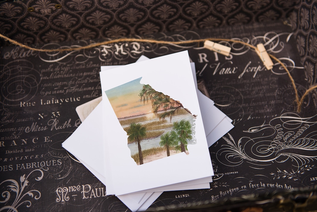 Georgia Greeting Card, Watercolor Home State Card, GA State Gift ...