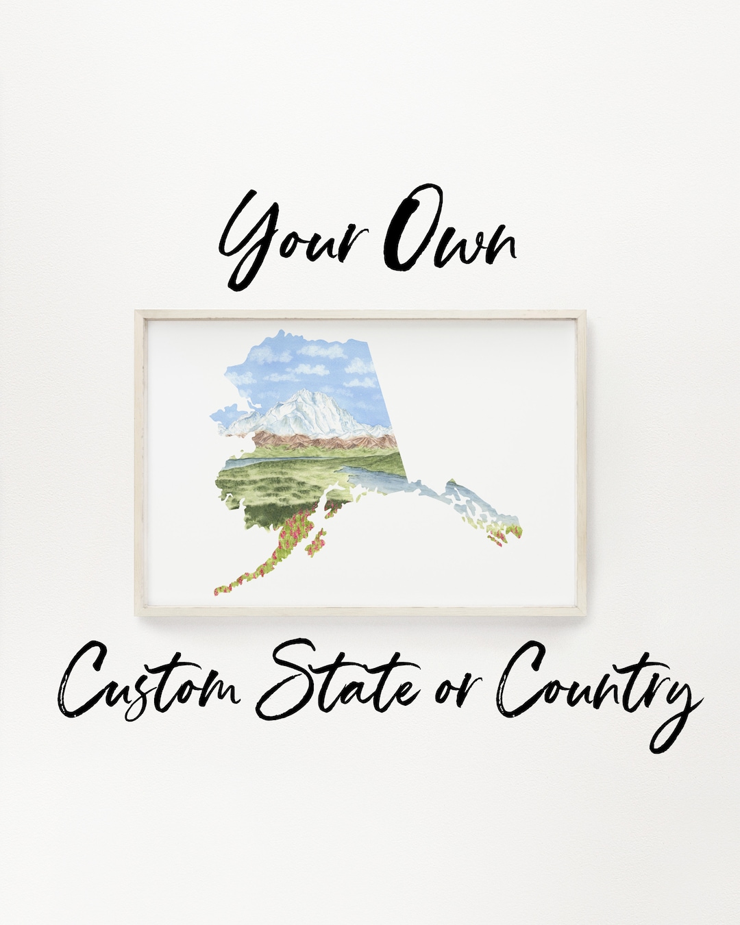 Custom Watercolor State Print, Custom State Art, Custom Country Art ...