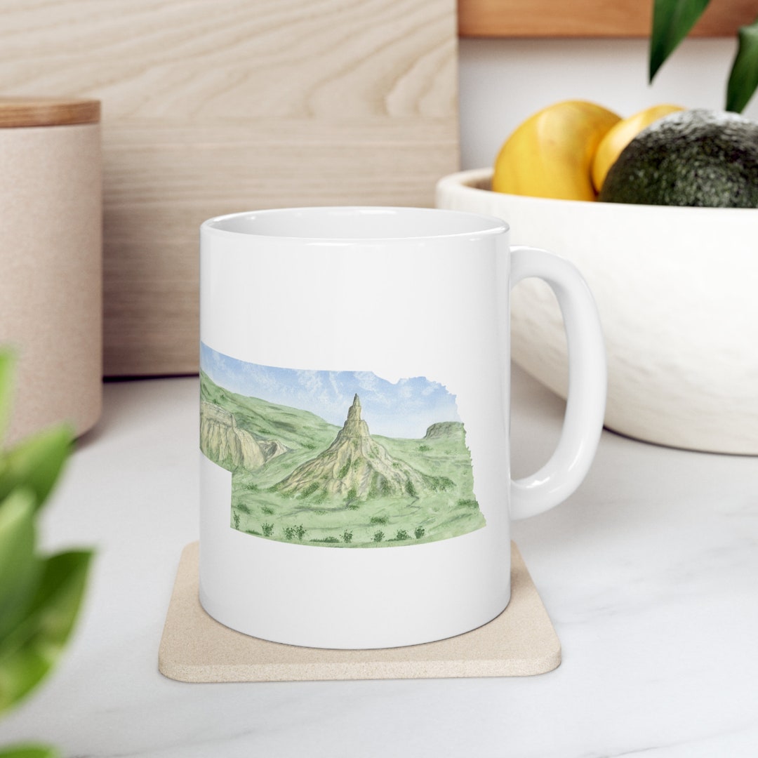 Nebraska Mug, Nebraska Coffee Cup, Ceramic Mug 11oz, Chimney Rock ...