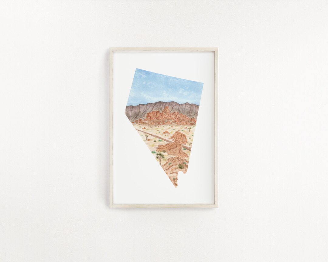 Nevada Watercolor Print, Valley of Fire State Park, Nevada State Art ...