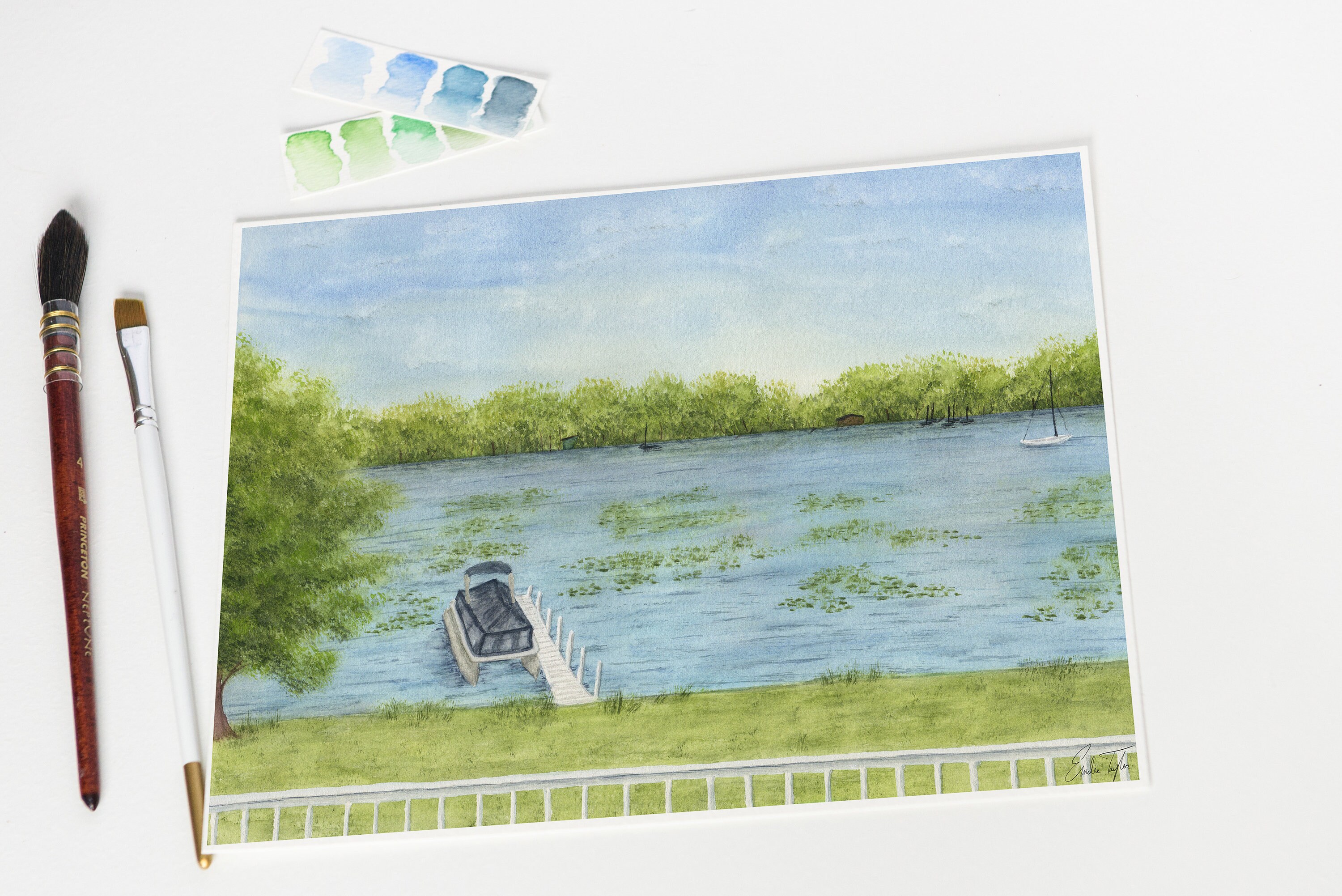 Lakeview Watercolor Painting Lake Art Lake Home Print Lake - Etsy