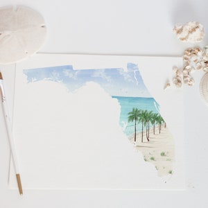 Florida Watercolor Painting, Florida State Art, Florida Map Print ...