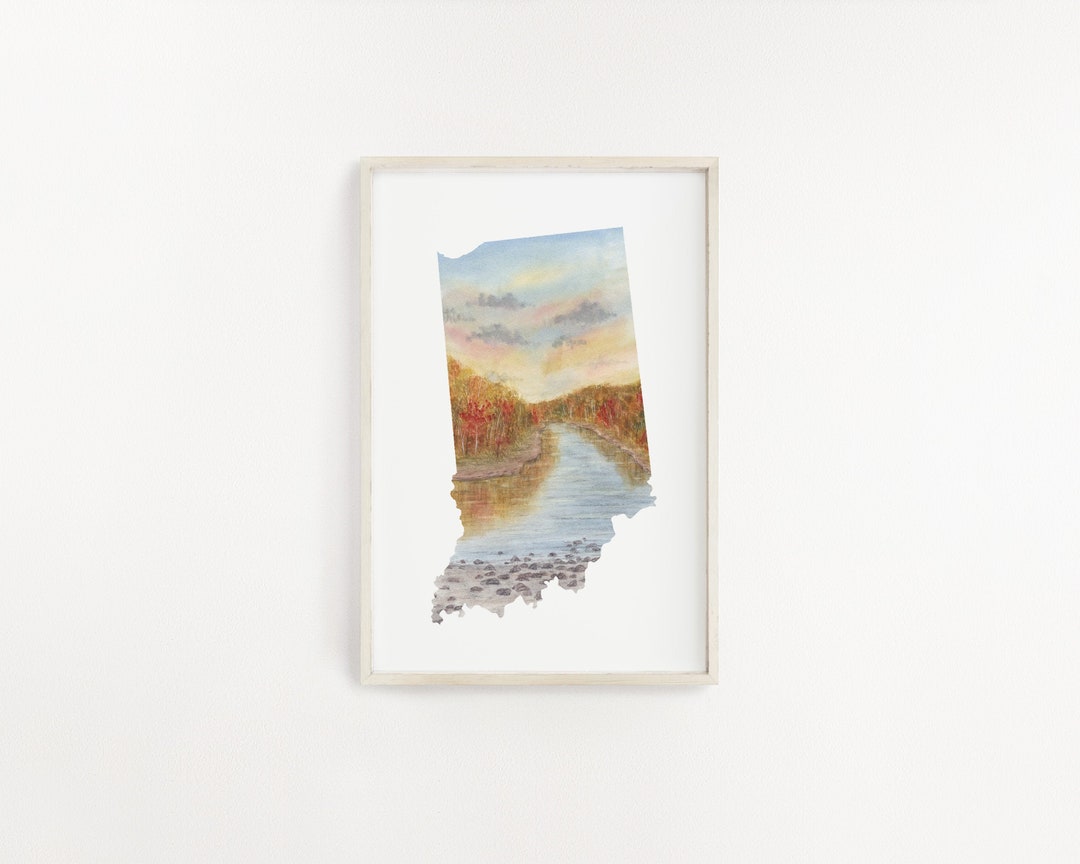 Indiana Watercolor Print, Indiana State Art, Home State Art, Indiana ...
