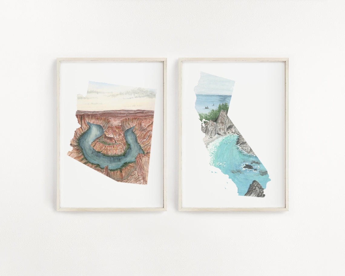 Utah Watercolor Painting Utah State Art Utah Map Print Utah | Etsy