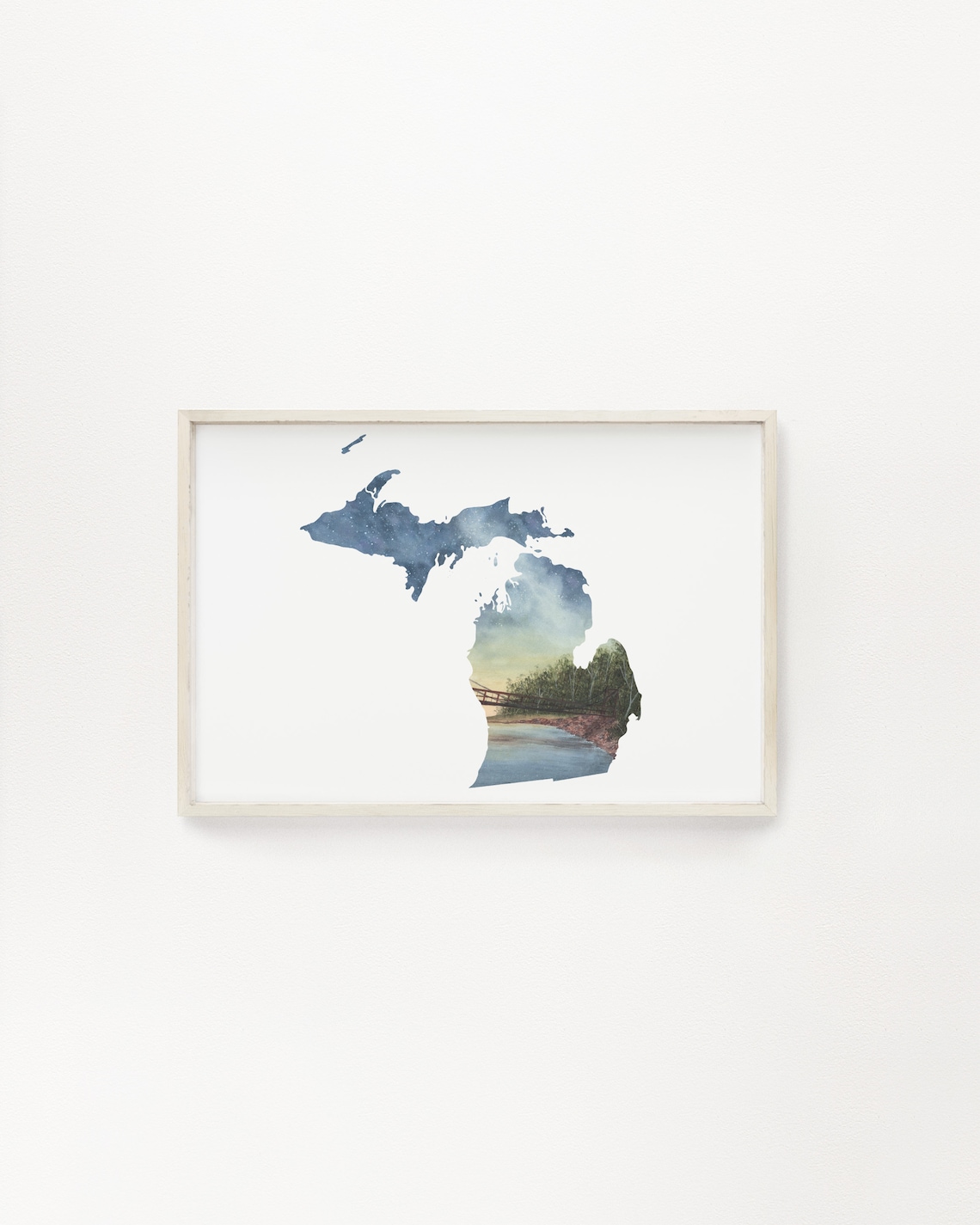 Michigan Watercolor Print Michigan State Art Home State Art | Etsy
