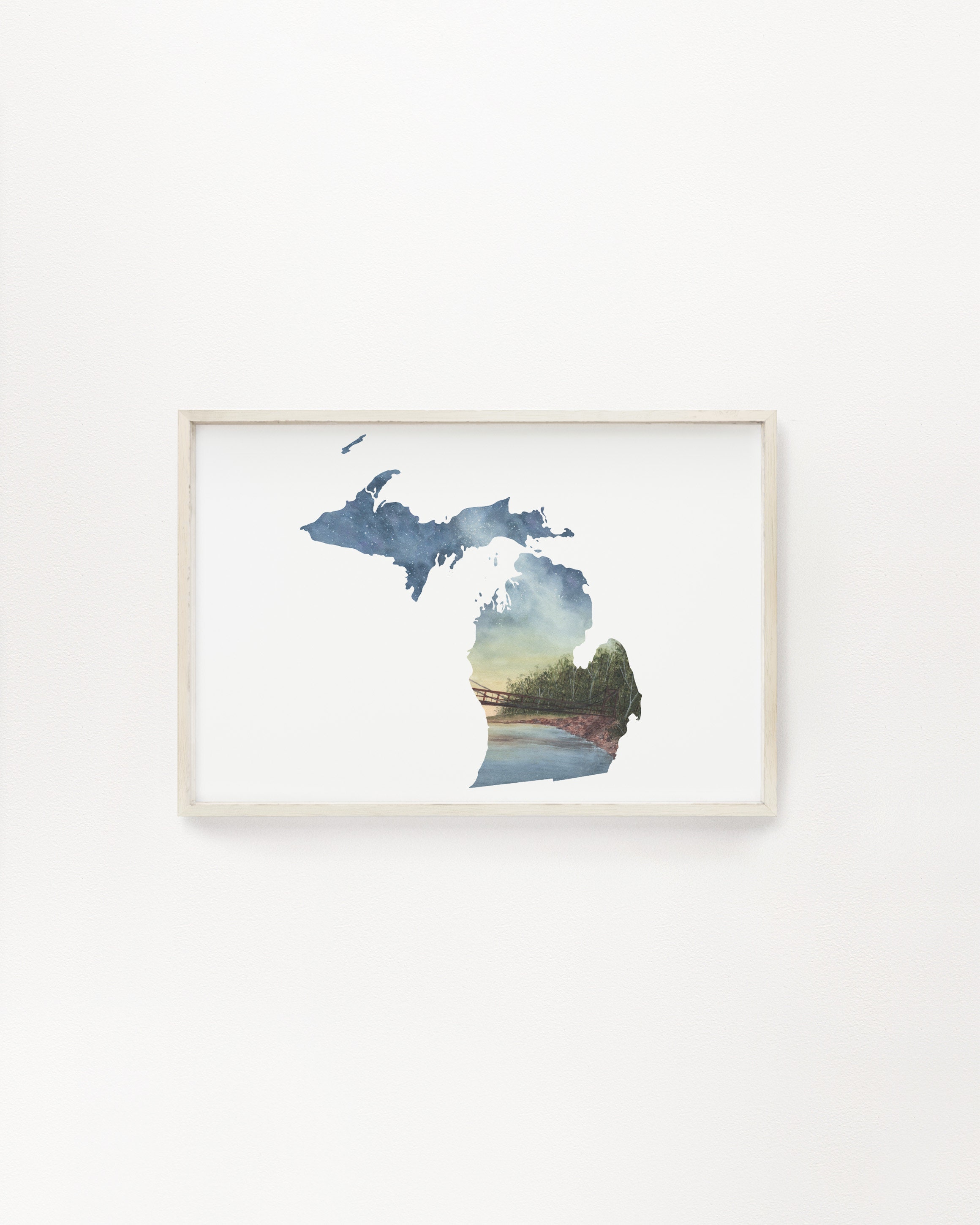 Michigan Watercolor Print Michigan State Art Home State Art - Etsy