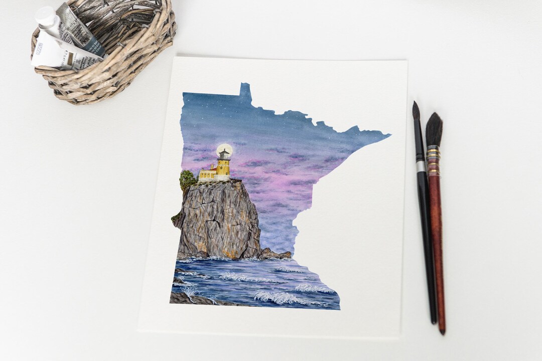 Minnesota Split Rock Watercolor Painting, Split Rock State Park Art, MN ...