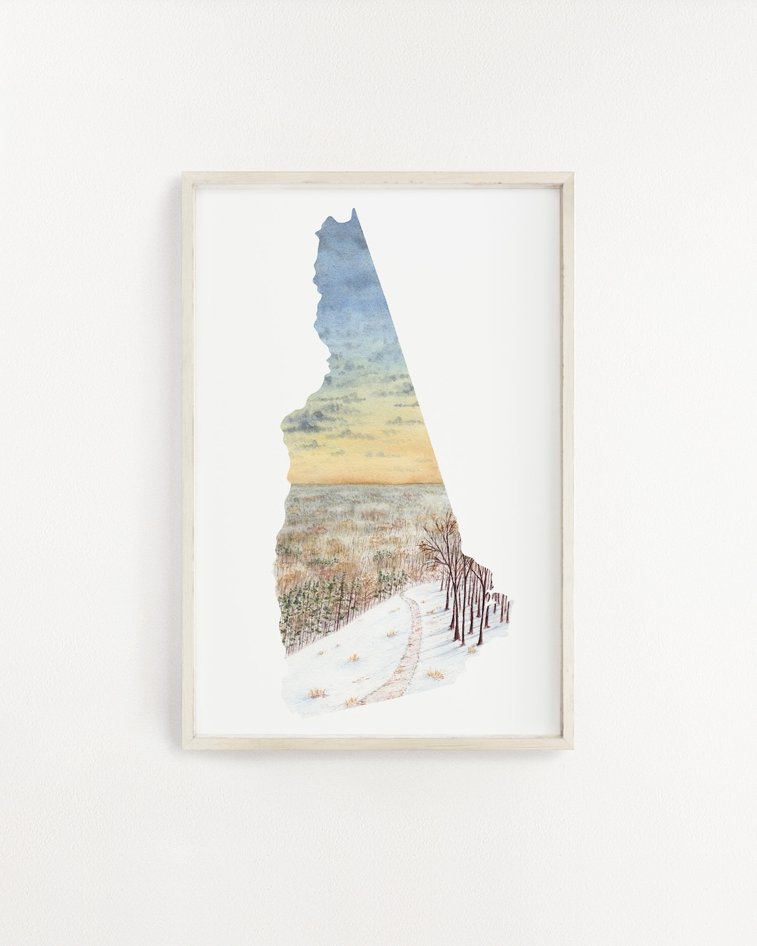 New Hampshire Watercolor Print, New Hampshire State, Home State Art ...