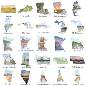 Any State Watercolor Painting, Large Size State Art, Lg State Print ...