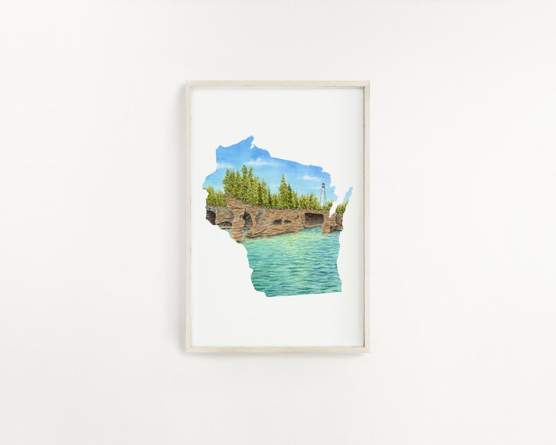 Wisconsin Watercolor Print, Wisconsin State, Home State Art, Long ...