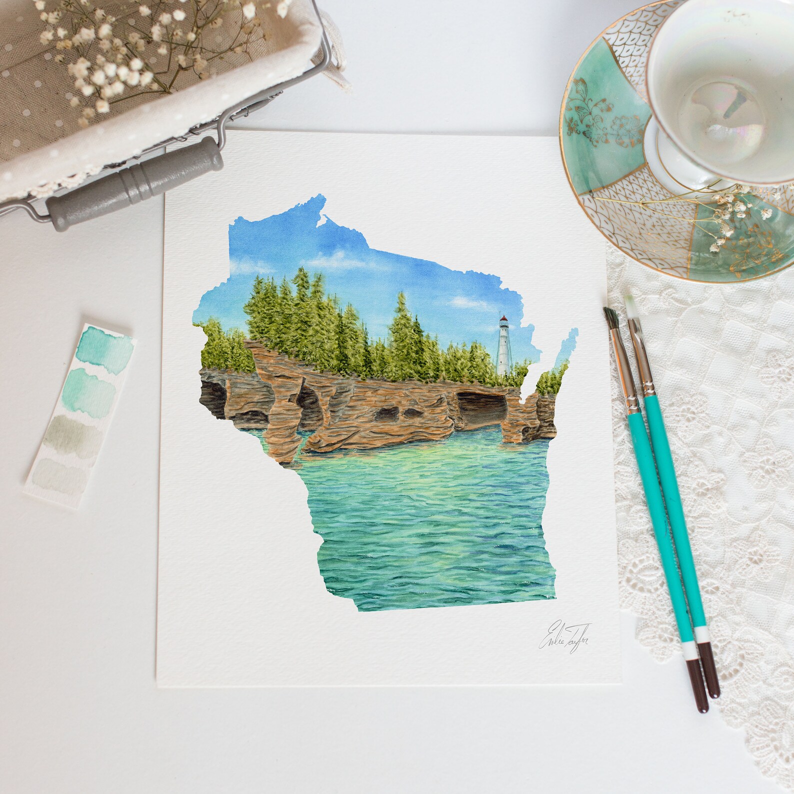 Wisconsin Watercolor Print, Wisconsin State, Home State Art, Long ...