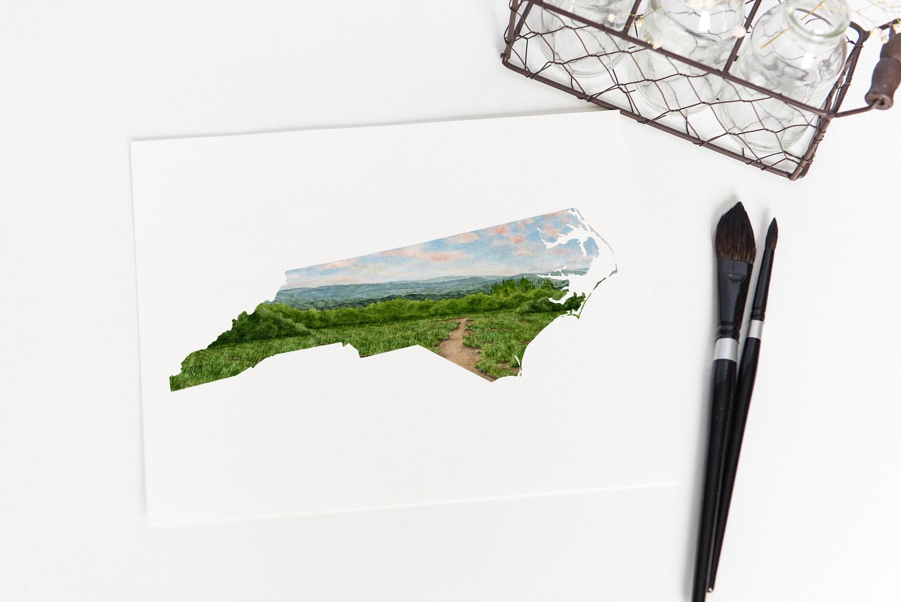 North Carolina Watercolor Print, North Carolina State Art, Home State ...
