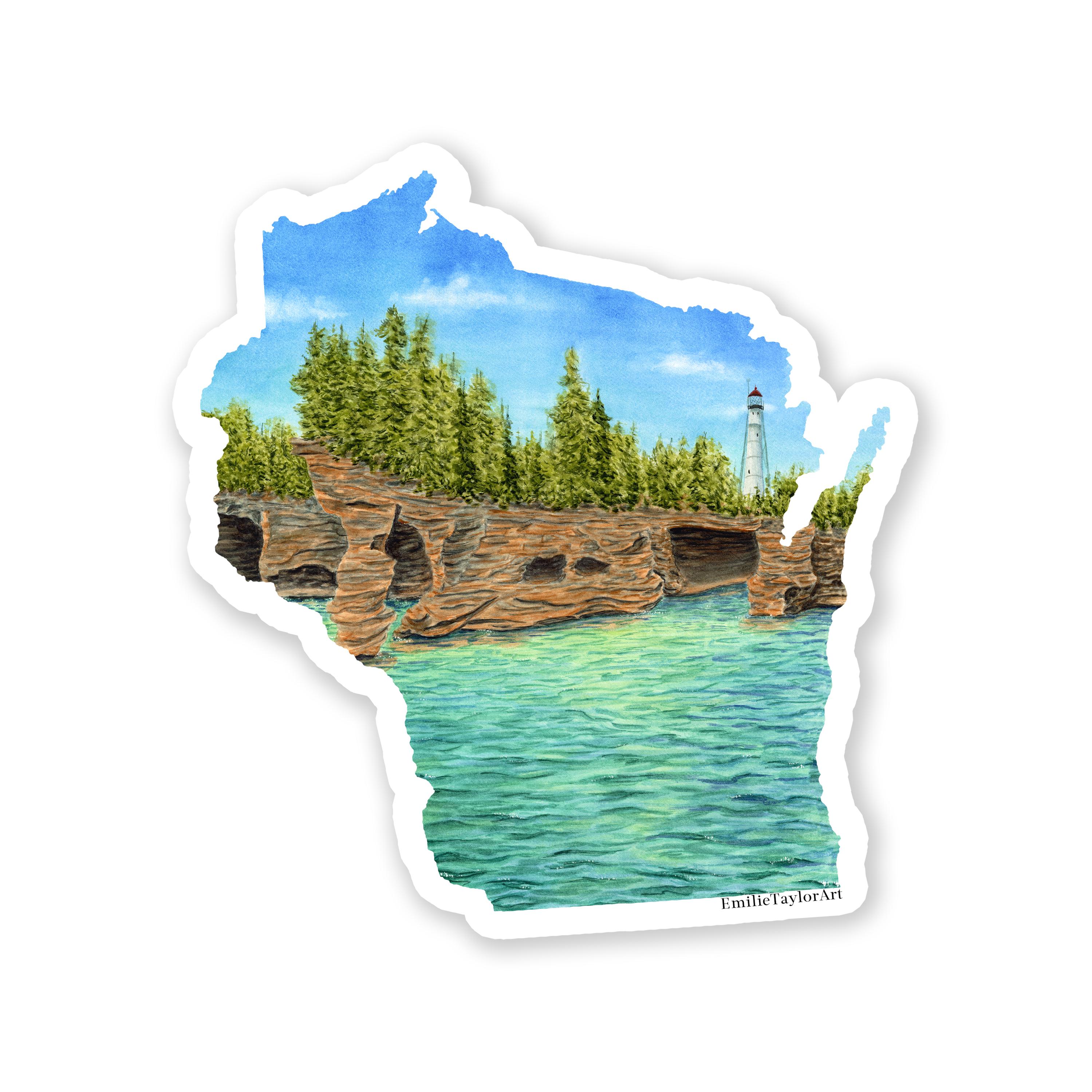 Watercolor Wisconsin State Decal, Apostle Islands Vinyl Sticker - Etsy