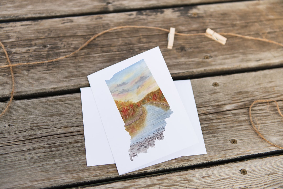 Indiana Greeting Card, Watercolor Home State Card, IN State Gift ...