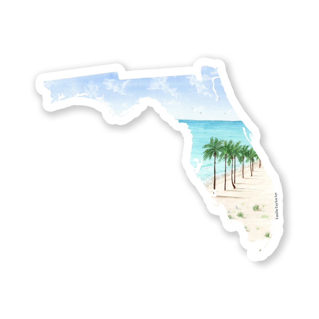 Florida Decal, Watercolor Florida Sticker, FL Car Decal, Home State ...